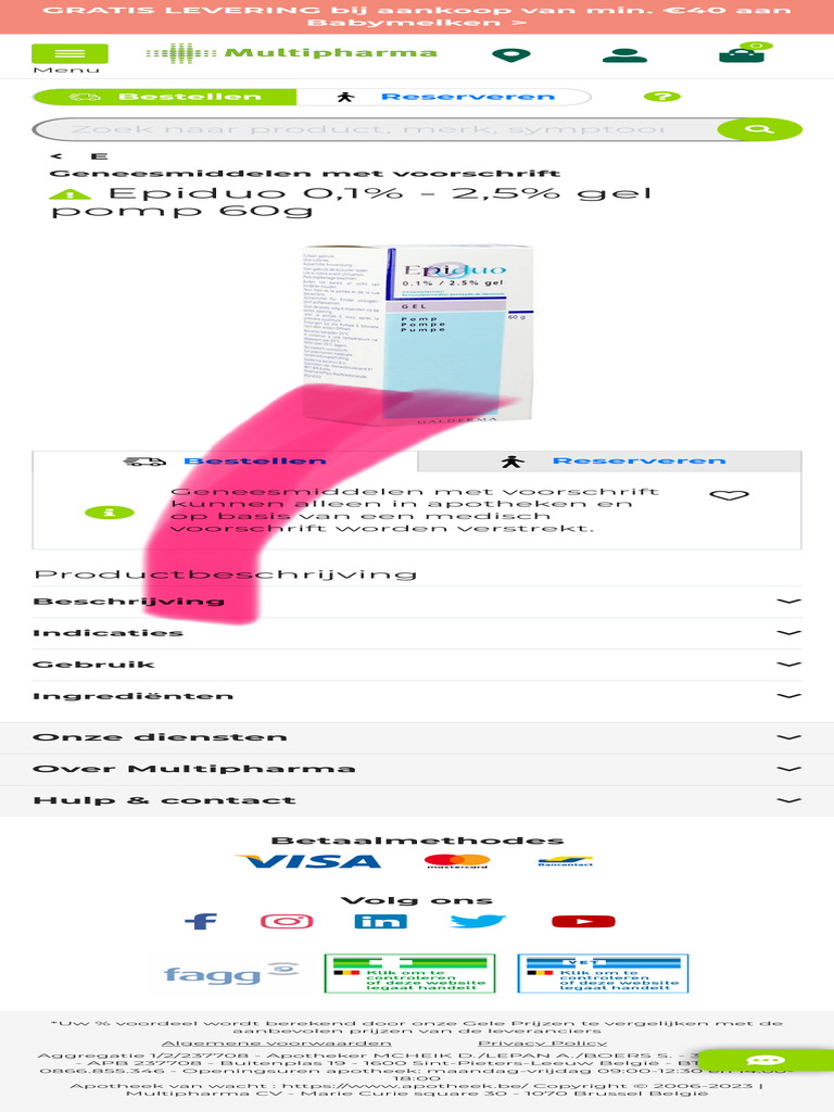 Epiduo 0,1 - 2,5 Gel Pomp 60g Kopen Multipharma - Be | PDF