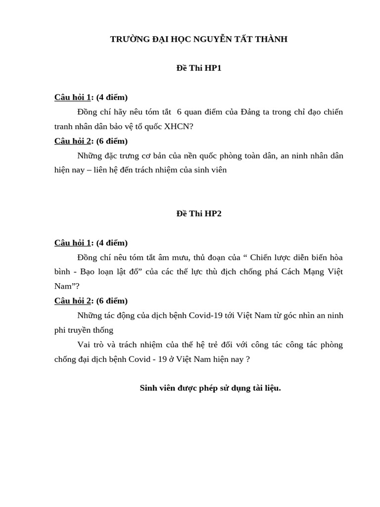 Đề Thi Hp1+2 Gdqp2021 | PDF