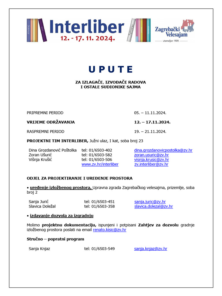 Upute Za Izlagače | PDF