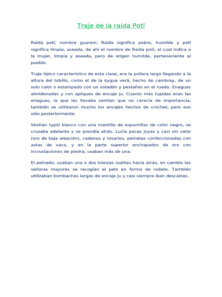 Significado y vestimenta de la raída Potî | PDF