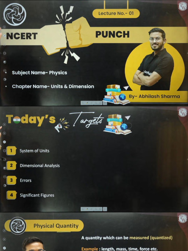 NCERT Punch 01 - Units and Dimension - Class Notes - Uday 2025 | PDF