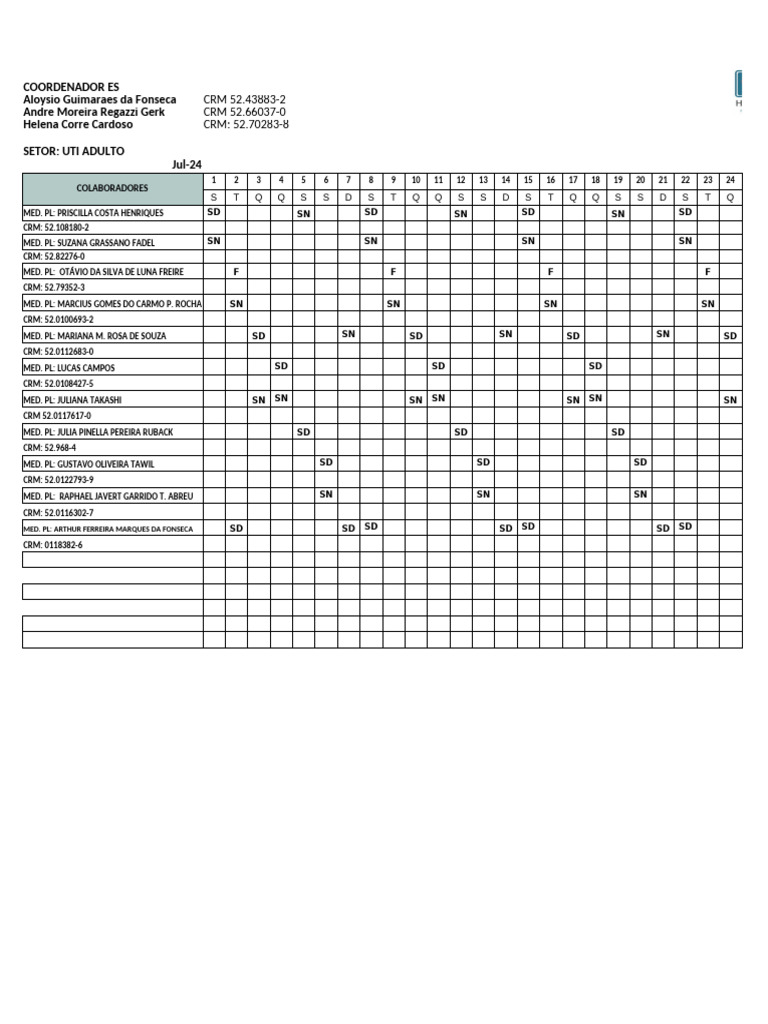 Escala Nova Uti Adulto Julho 24 | PDF