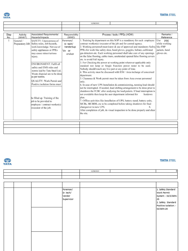 SOP - UPS and Battery Bank Installation | PDF | Safety | Electric Power