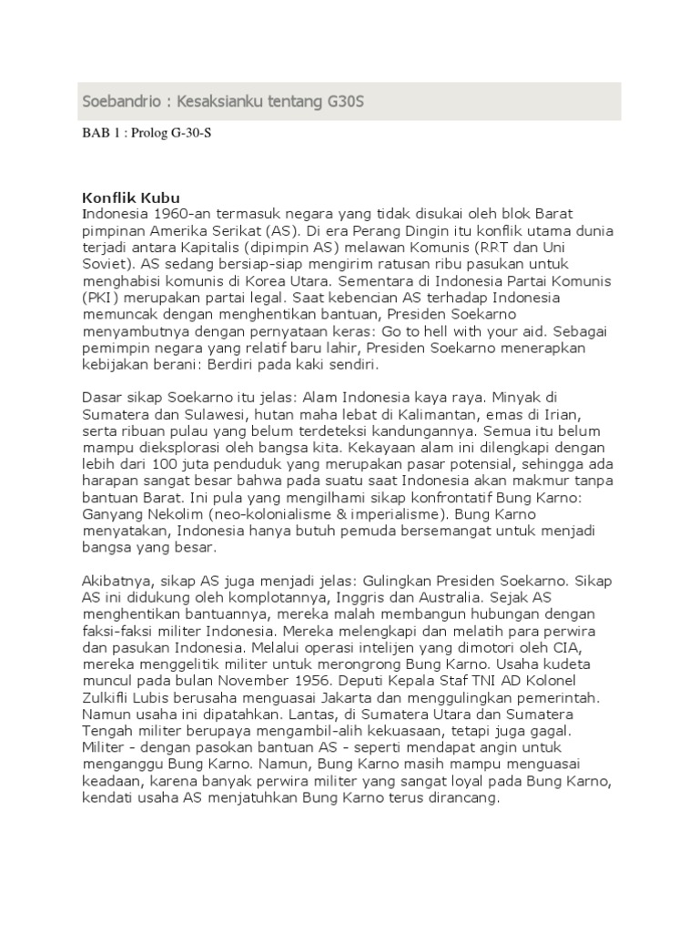 Soebandrio Kesaksianku Tentang G30S | PDF