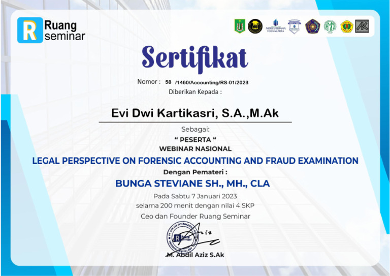 Contoh Sertifikat Webinar | PDF