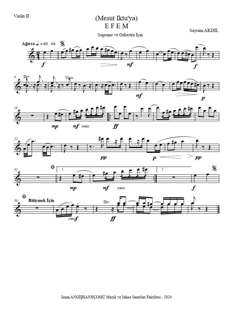 EFEM - A Minor - Violin II | PDF