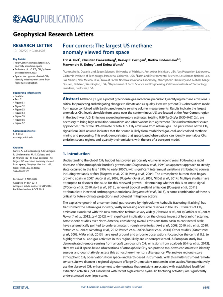 Geophysical Research Letters - 2014 - Kort - Four Corners The Largest ...