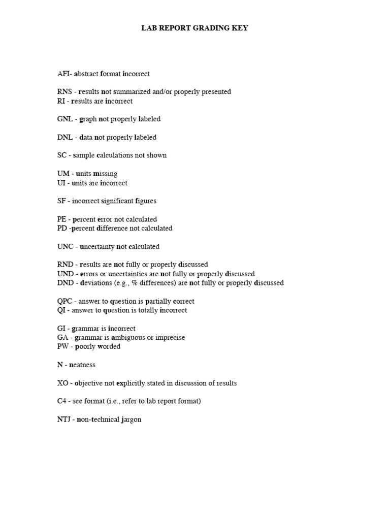 Grading Key - Fall2004 | PDF
