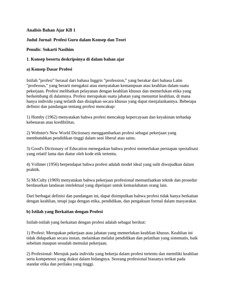 Analisis Bahan Ajar KB 1 | PDF