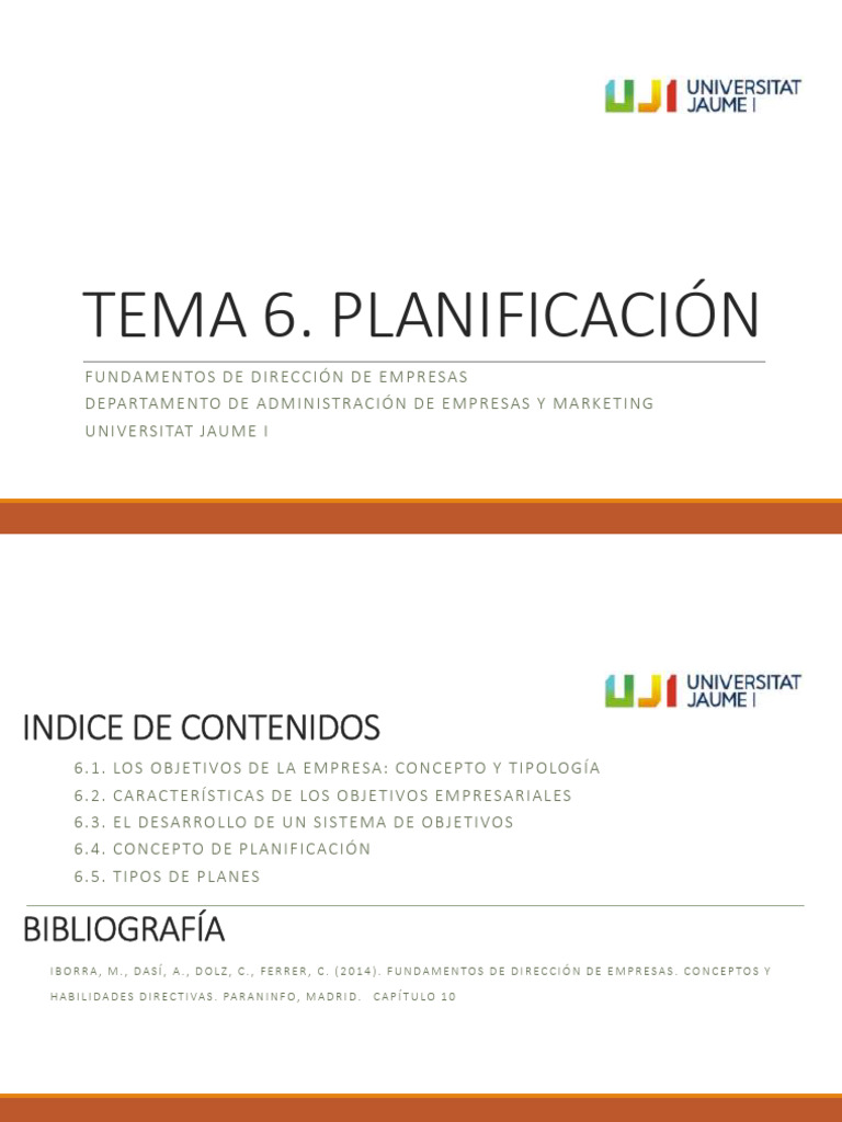Diapositivas Tema 6 | PDF | Business | Planificación