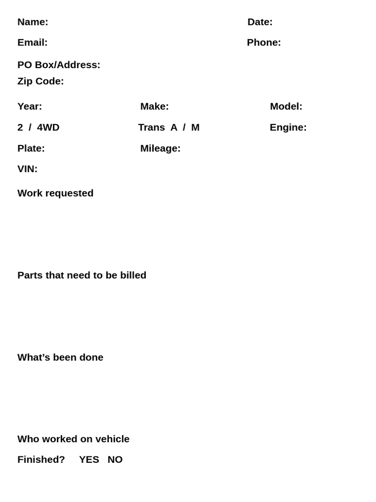 Car Dropoff Form | PDF