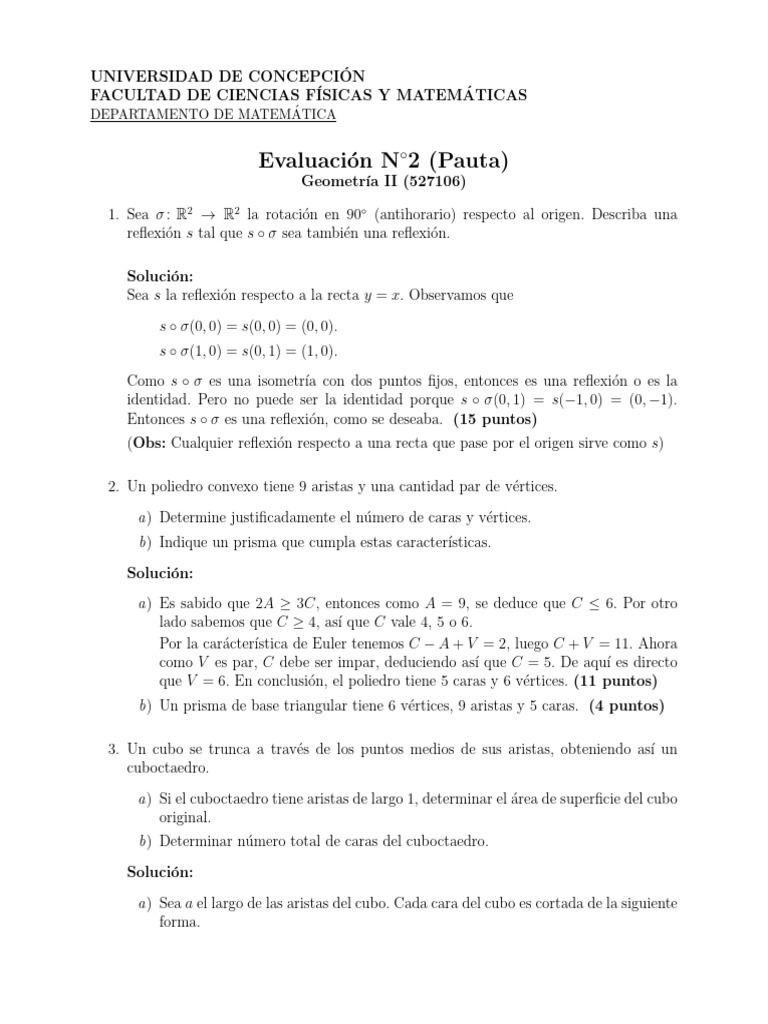 PAUTA+Eval2 - Geom - II - 2022 1 | PDF | Matemáticas | Geometría Elemental