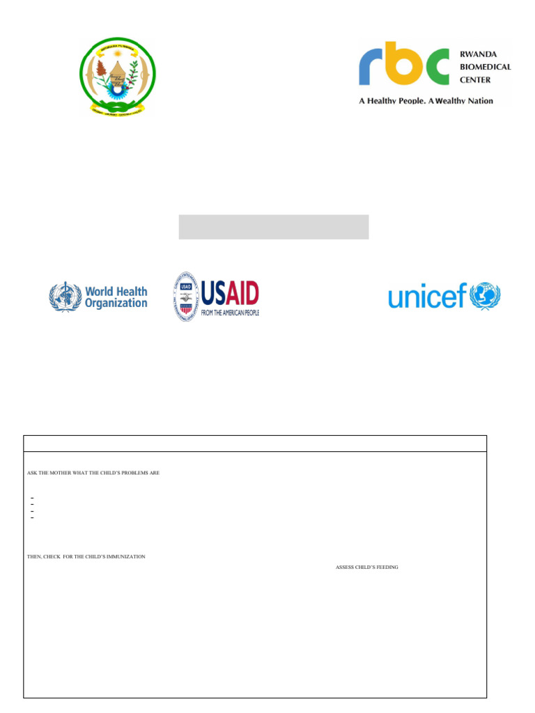 Rwanda IMCI Chart Booklet for Children | PDF | Diarrhea | Infants