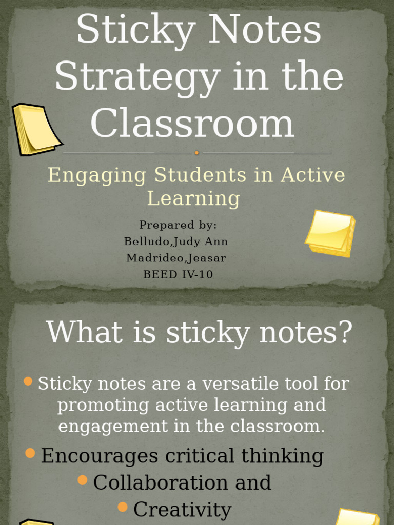 Sticky Notes | PDF | Reading Comprehension | Behavior Modification