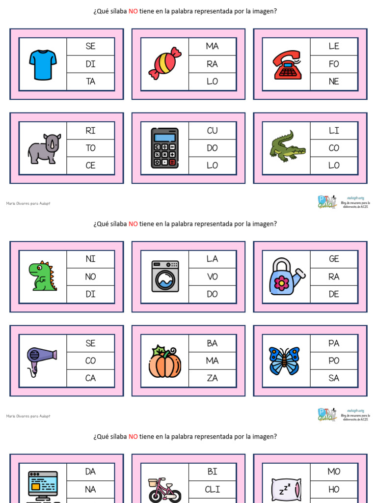 Tarjetas Conciencia Silabica | PDF