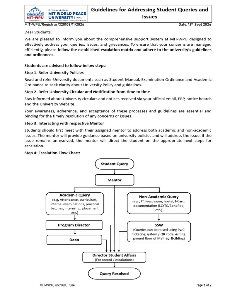 Circular - Student Query Resolution Framework | PDF | Justice | Crime ...