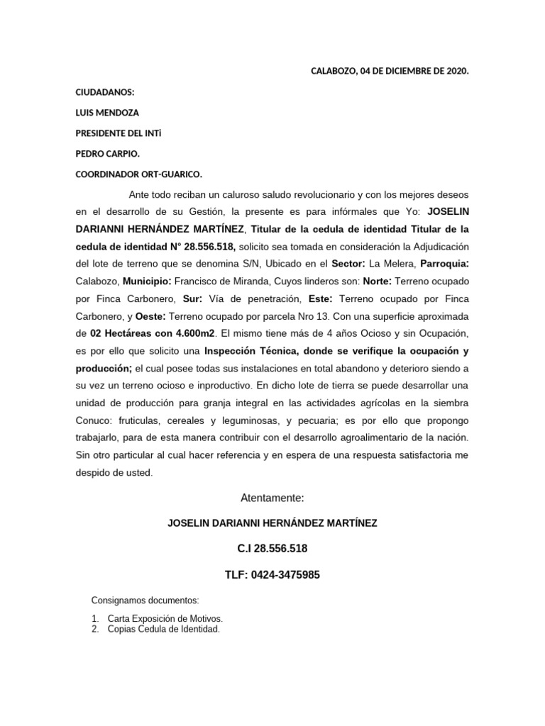 Carta Motivos Jose Maytin | PDF