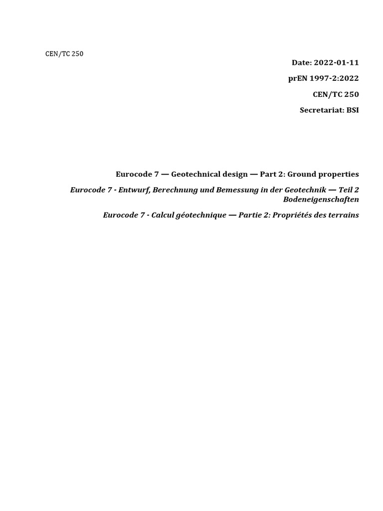 prEN - 1997 2 2022 | PDF | Strength Of Materials | Young's Modulus