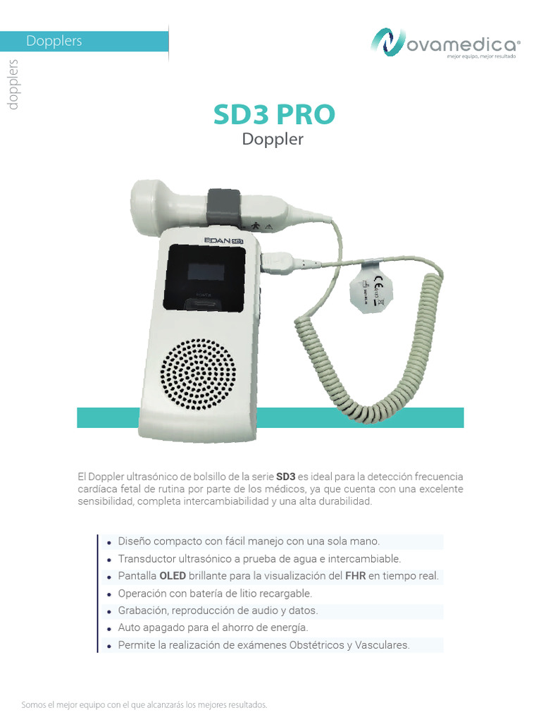 Ficha Tecnica Doppler Ultrasonico Fetal SD3 Pro | PDF | Ultrasonido