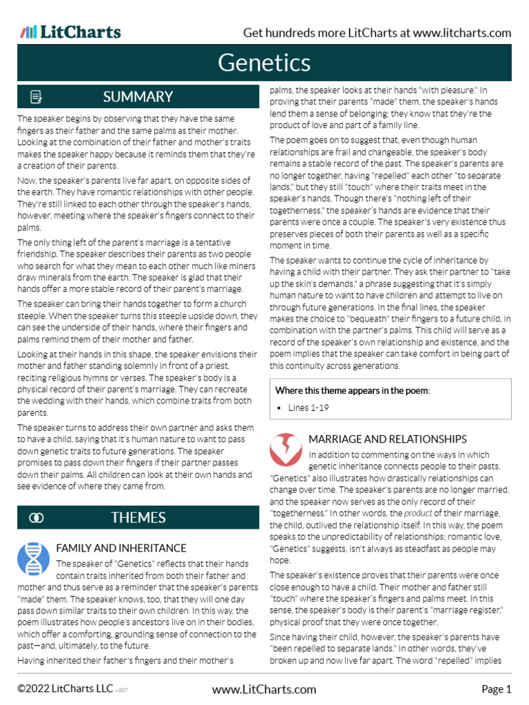 LitCharts-genetics | PDF | Poetry | Metre (Poetry)
