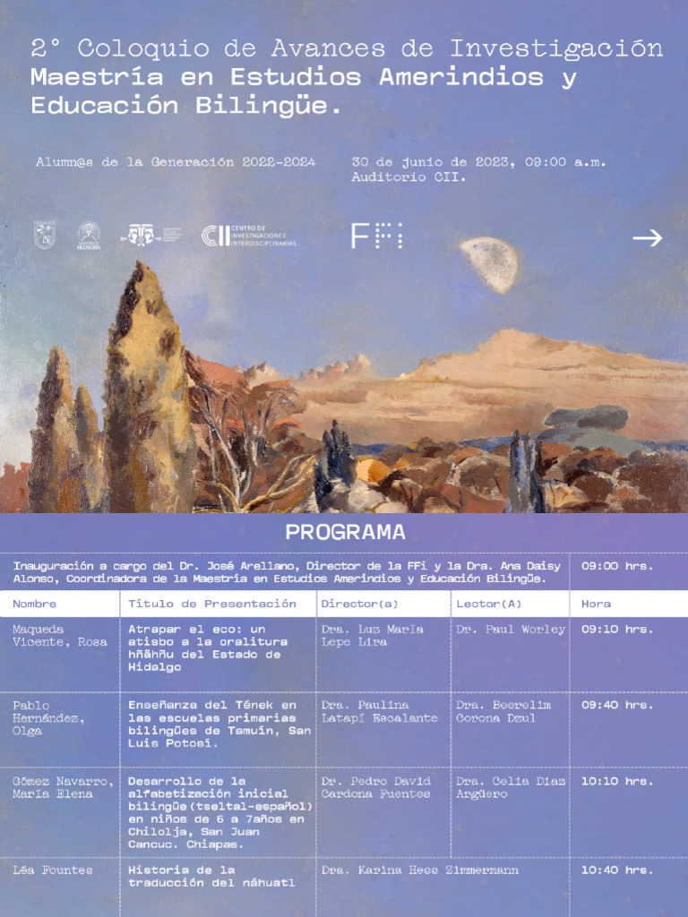 Programa Del 2do Coloquio de La Maestría en Estudios Amerindios y Educación Bilingüe de La ...