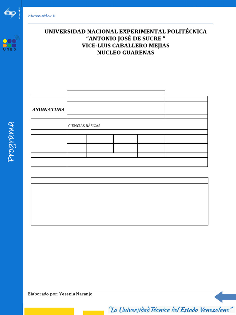 Programa de La Asignatura Matematicas III | PDF | Ecuaciones | Integral