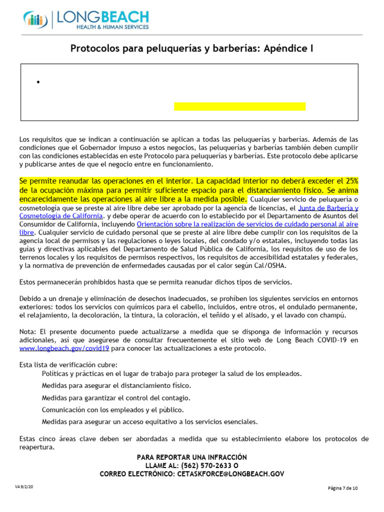 Protocolo de Reapertura para Peluquerías | PDF | Lavado de manos ...