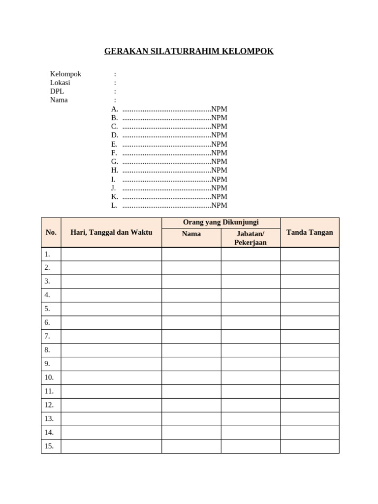 Format Silaturrahim KELOMPOK | PDF