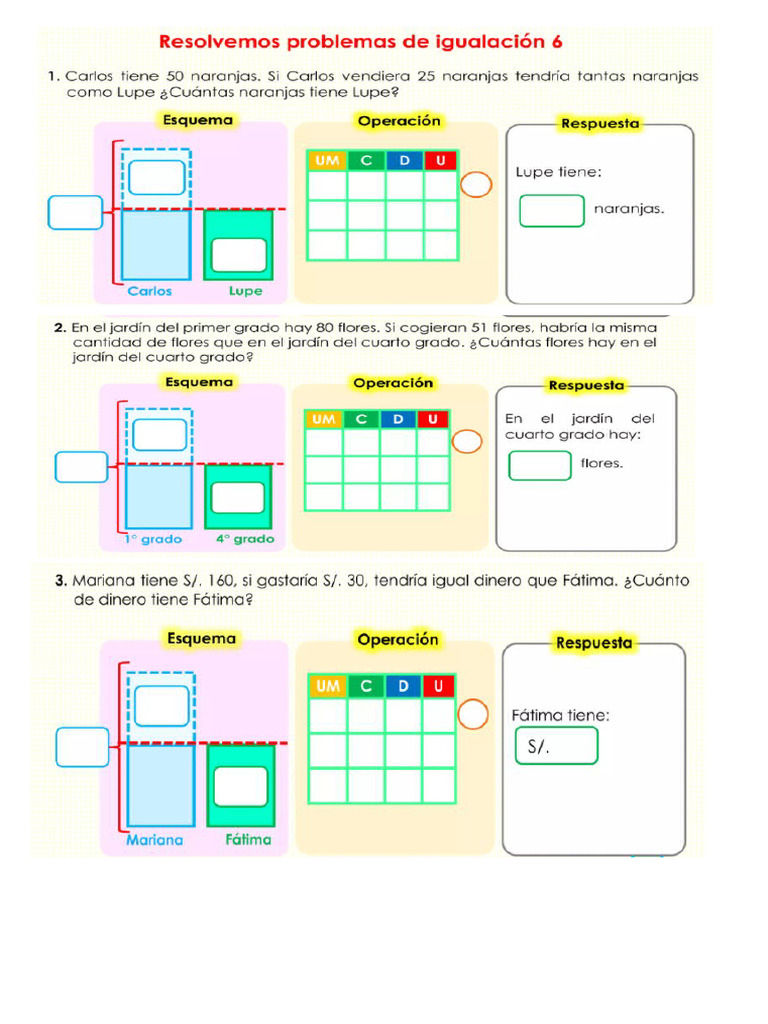 Ficha Sobre Problemas de Igualacion | PDF