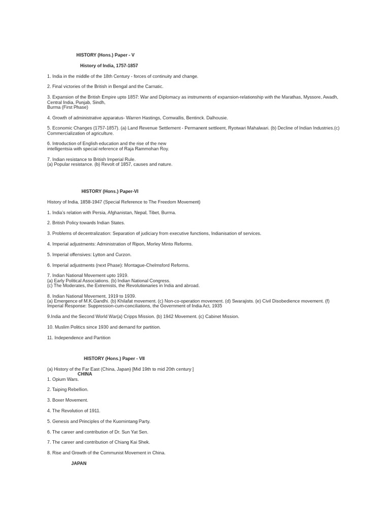 History Part 3 Syllabus | PDF | British Raj | Indian Independence Movement
