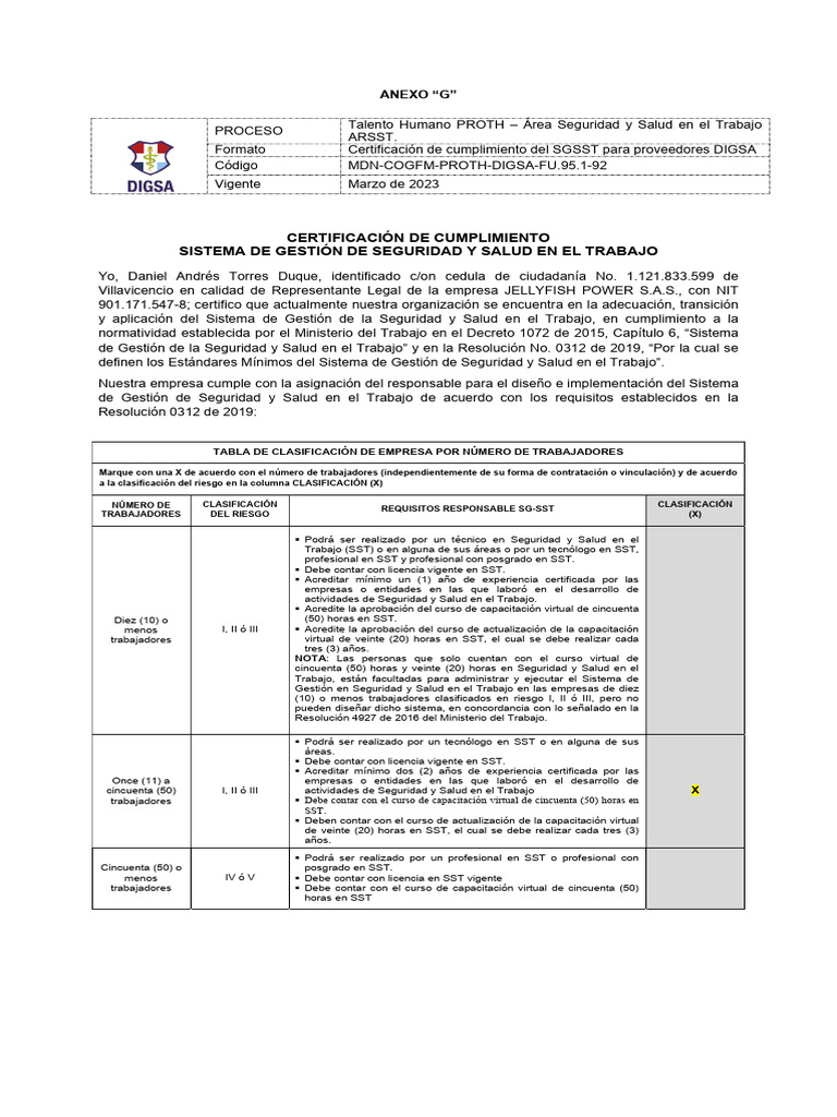 Formato Sig | PDF | Derecho laboral | Seguridad y salud ocupacional