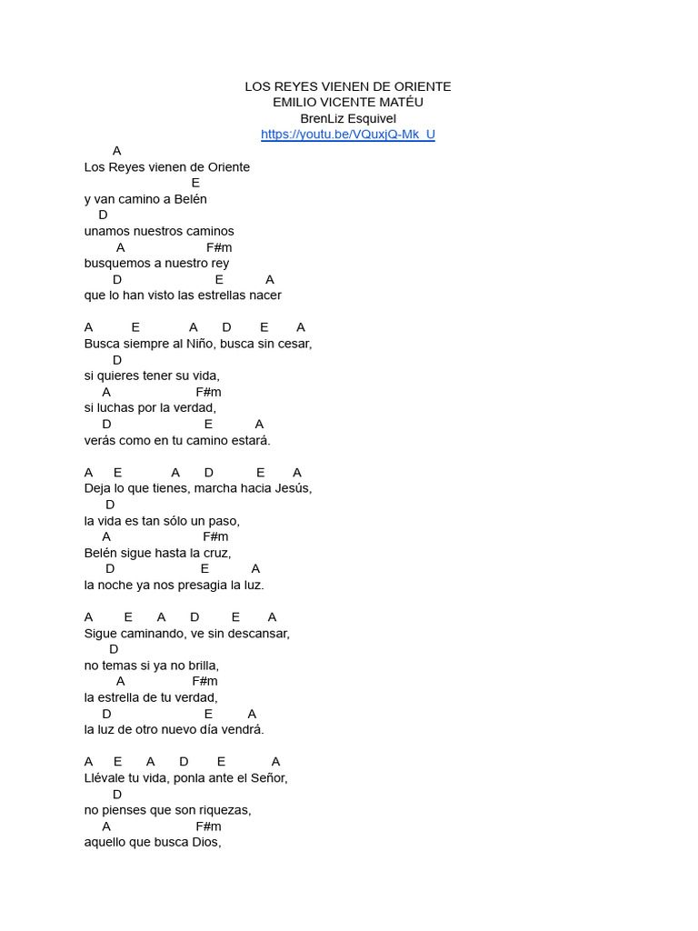 Reyes de Oriente: Letra y Acordes | PDF