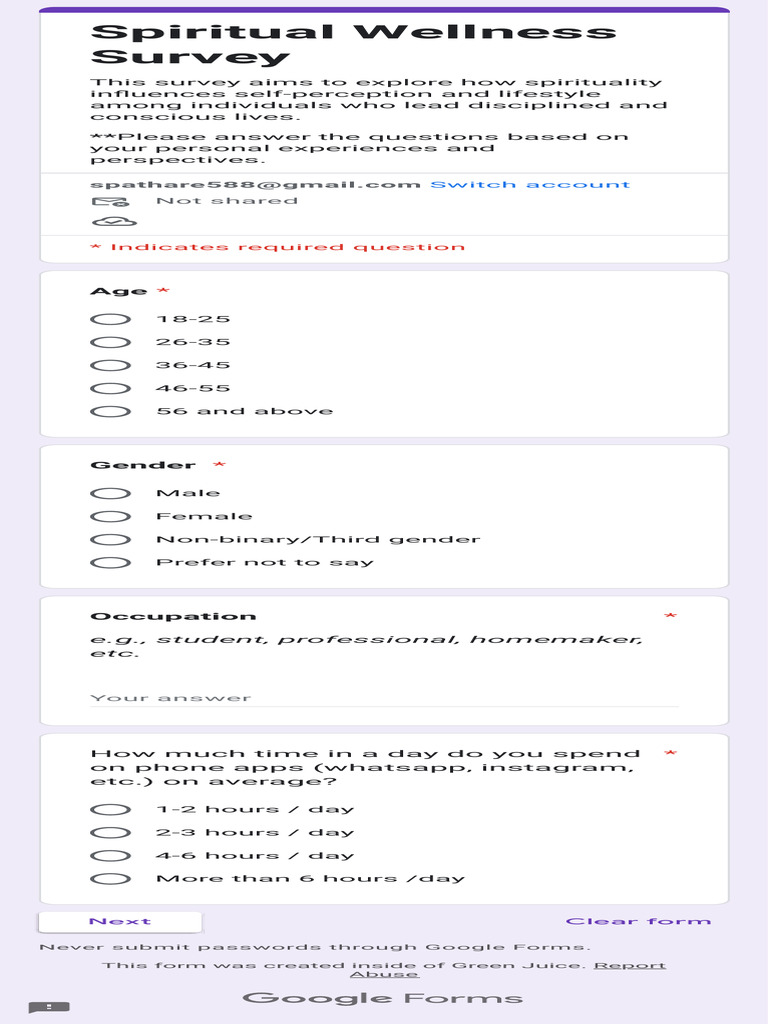 Spiritual Wellness Survey | PDF