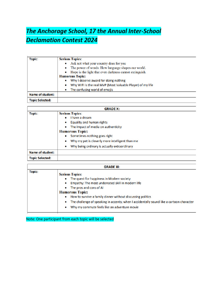 Declamation Contest | PDF