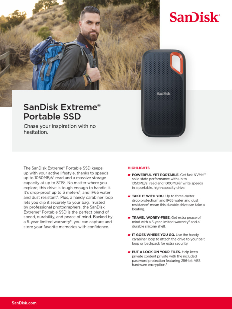 Prix Num 8 - Datasheet Sandisk Extreme USB 3.2 SSD - SDSSDE61-2T00-G25 ...