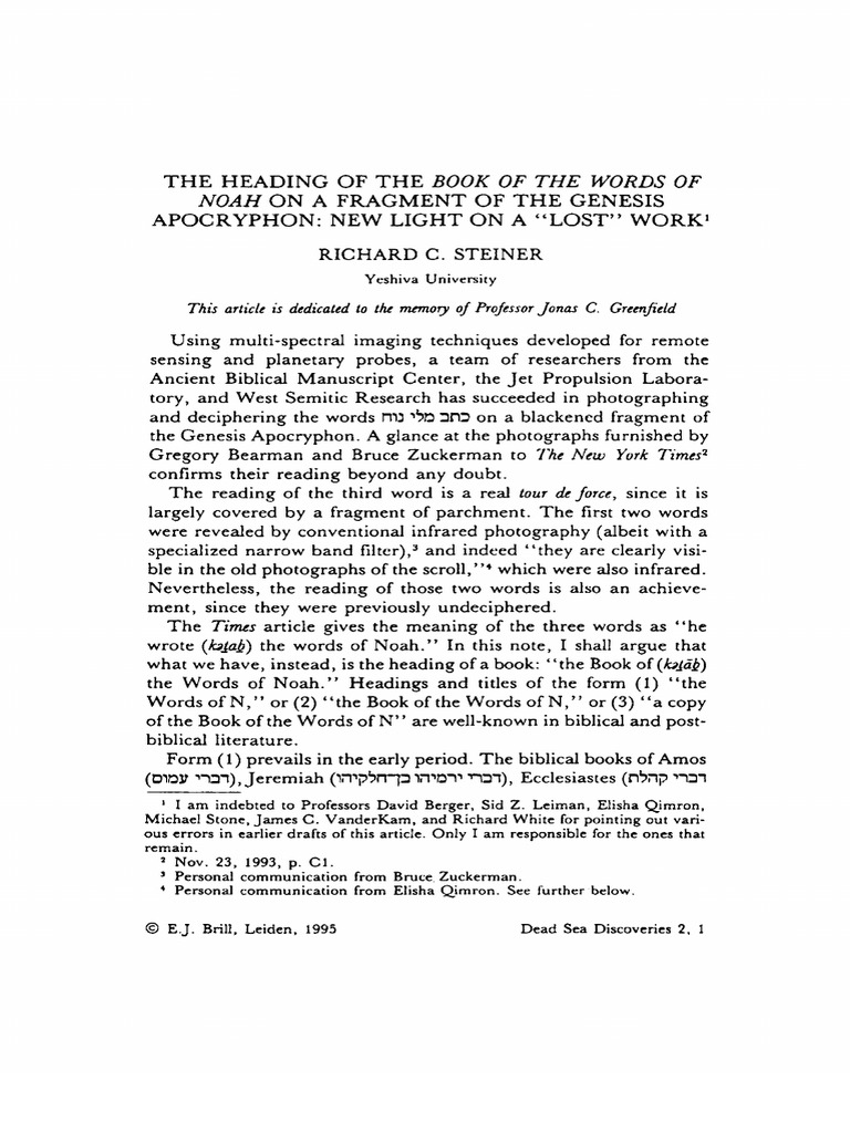 Genesis Apocryphon: Words of Noah | PDF | Religious Texts