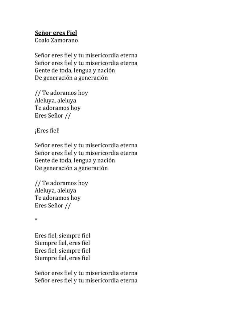 Senor Ere Fiel LETRA | PDF