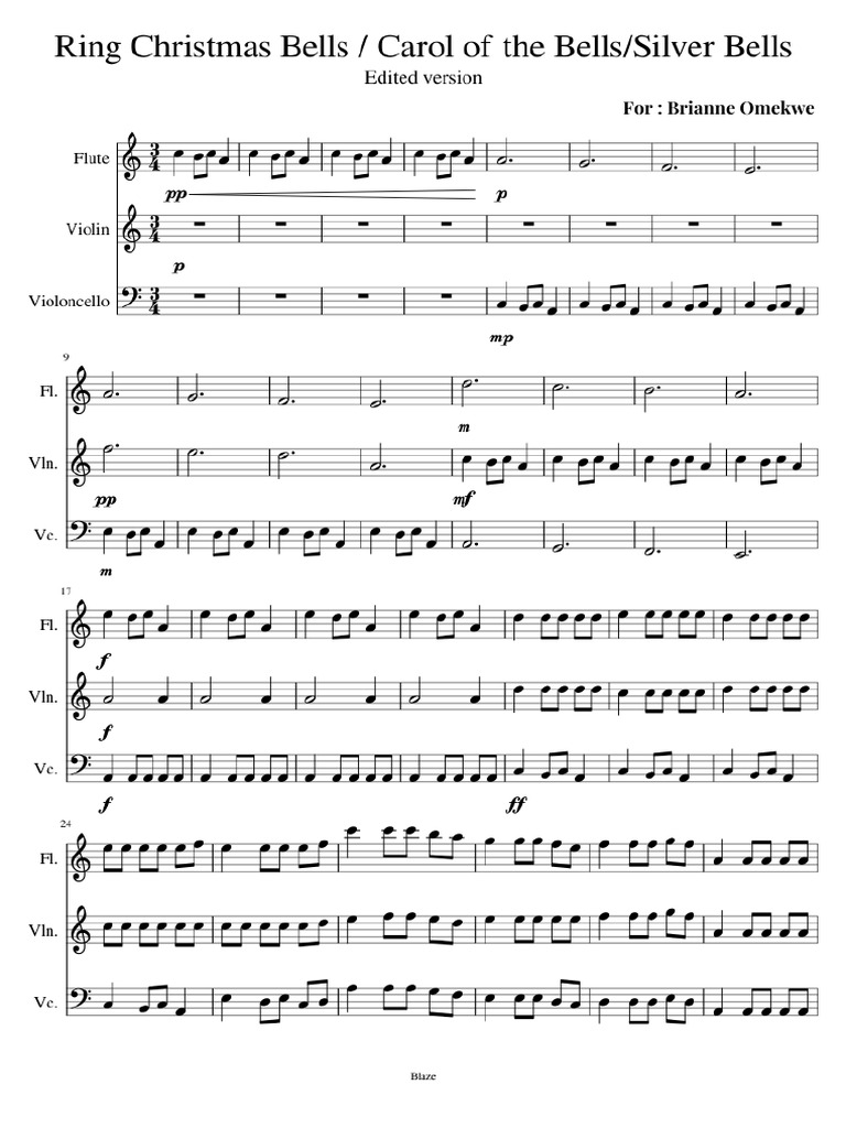 Ring Christmas Bells Carol of The Bells Silver Bells - Music Sheet ...