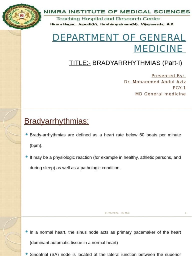 Bradyarrhythmias by Abdul Aziz | PDF | Electrocardiography | Internal Medicine