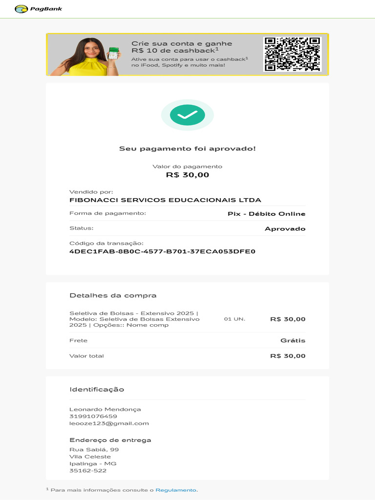 Comprovante Bolsa Fibo | PDF