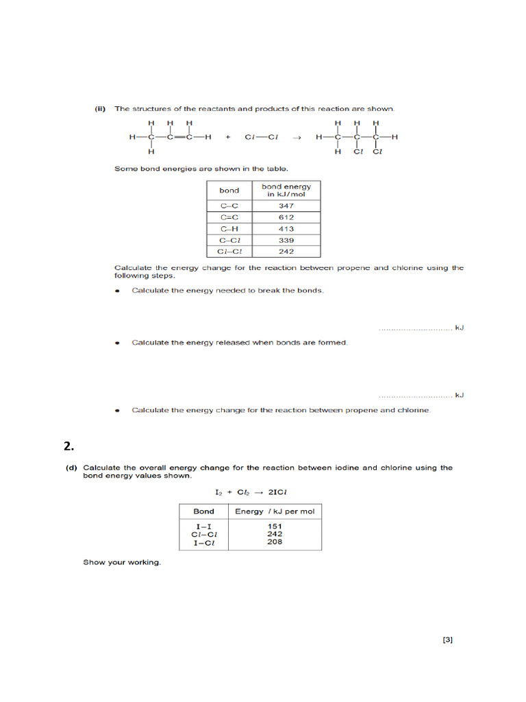 Bond Energy Calculations P-2 | PDF
