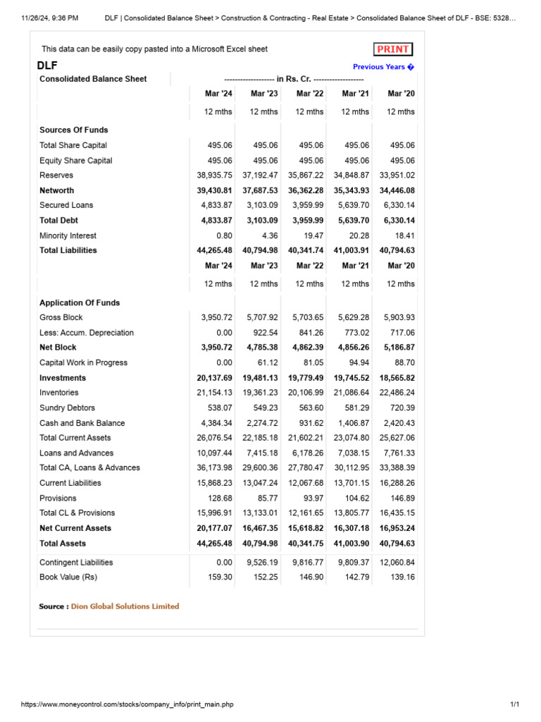 Company Info - Print Financials | PDF | Balance Sheet | Book Value