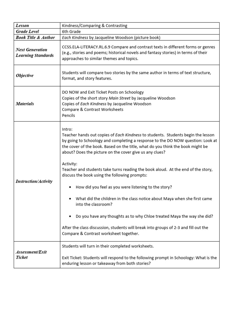 Each Kindness Lesson Plan | PDF