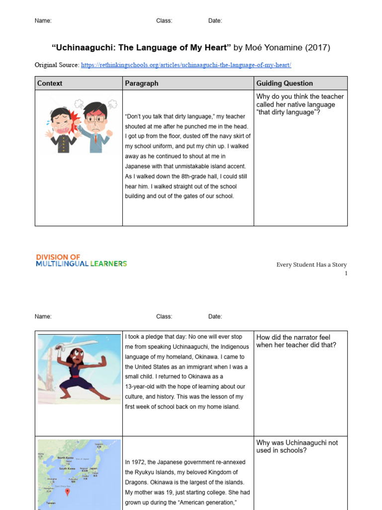 Uchinaaguchi - The Language of My Heart - by Moé Yonamine | PDF