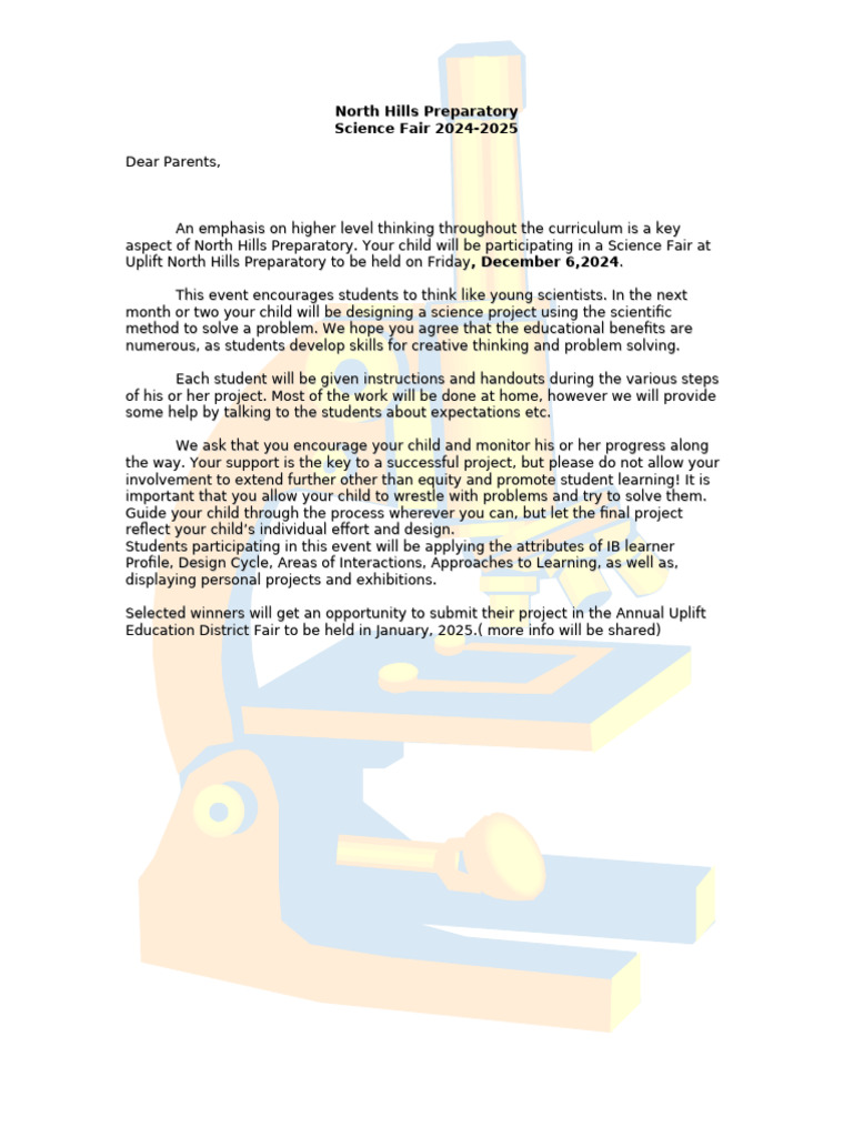 Science Fair Handout 2024 | PDF | Experiment | Science