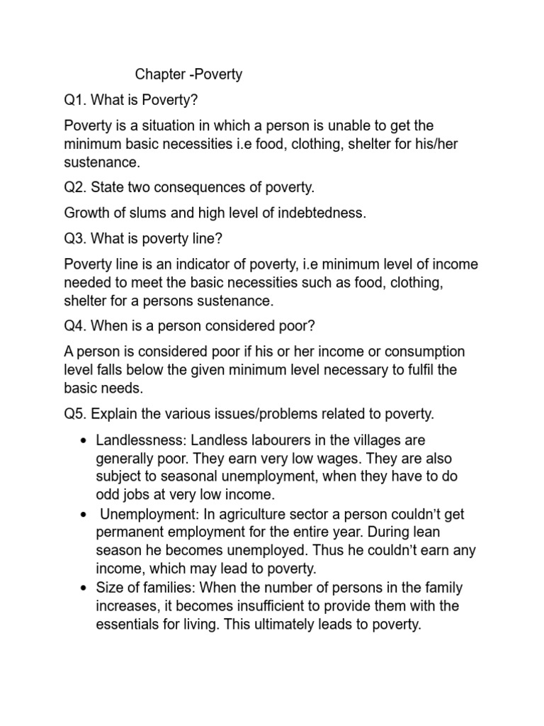 Chapter - Poverty Notes PDF | PDF | Poverty | Poverty & Homelessness