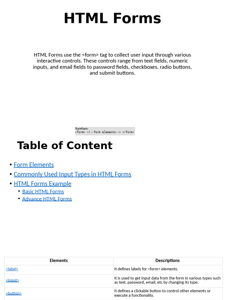Hyper Text Markup Language Forms | PDF | Html | Hypertext