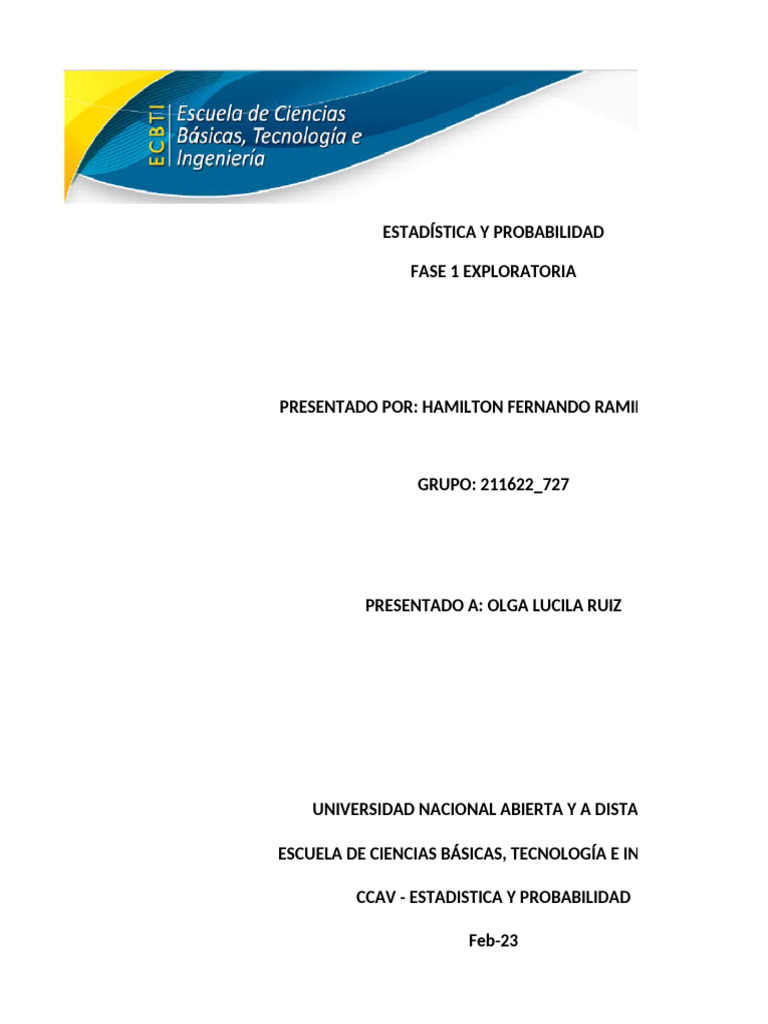 FASE1 Hamilton Ramirez 727 | PDF | Estadísticas | Método científico