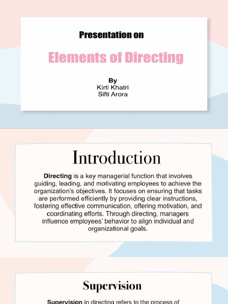 Presentation On Elements of Directing | PDF