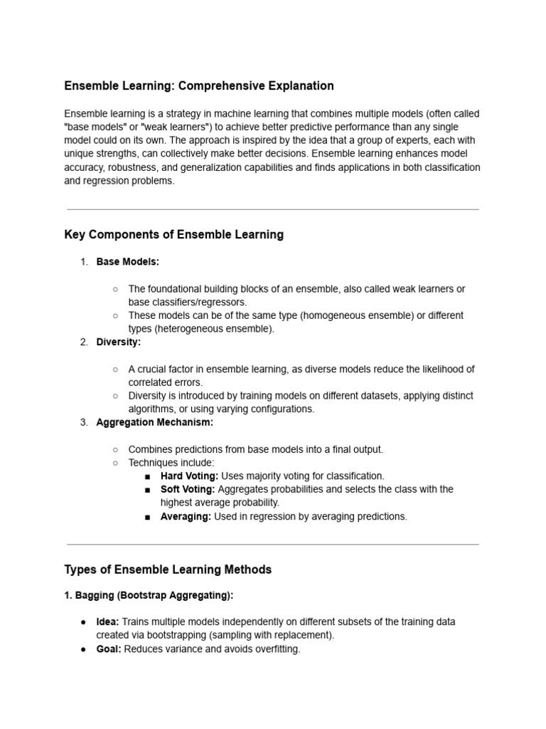 Ensemble Learning: Comprehensive Explanation: Base Models | PDF | Machine Learning ...